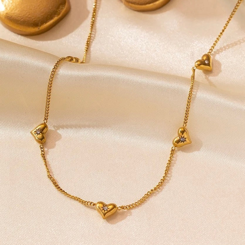 Meher Multi-Heart Necklace -18k Gold Plated – Gemstonegala
