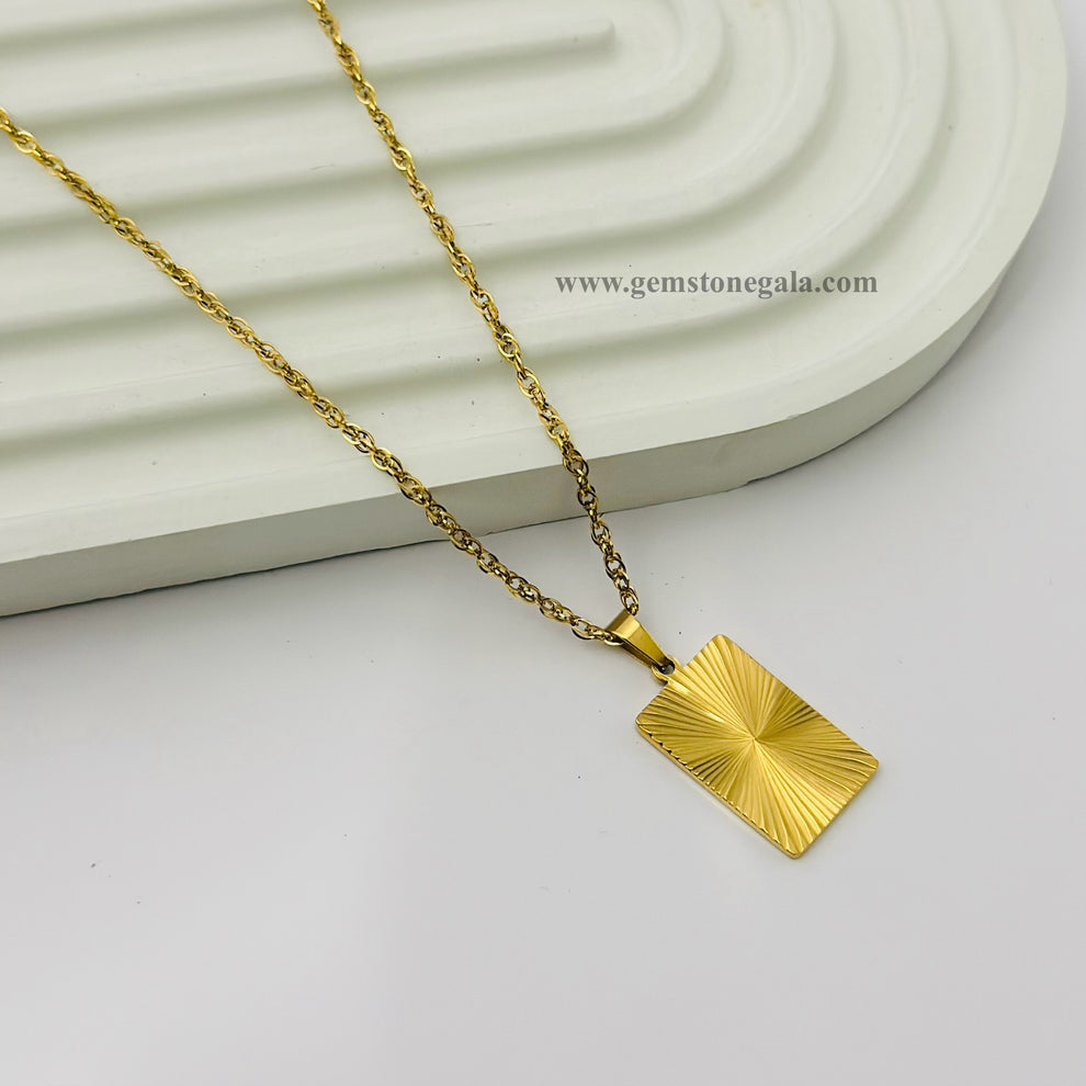 Sunburst Rectangle Pendant -18k Gold Plated – Gemstonegala